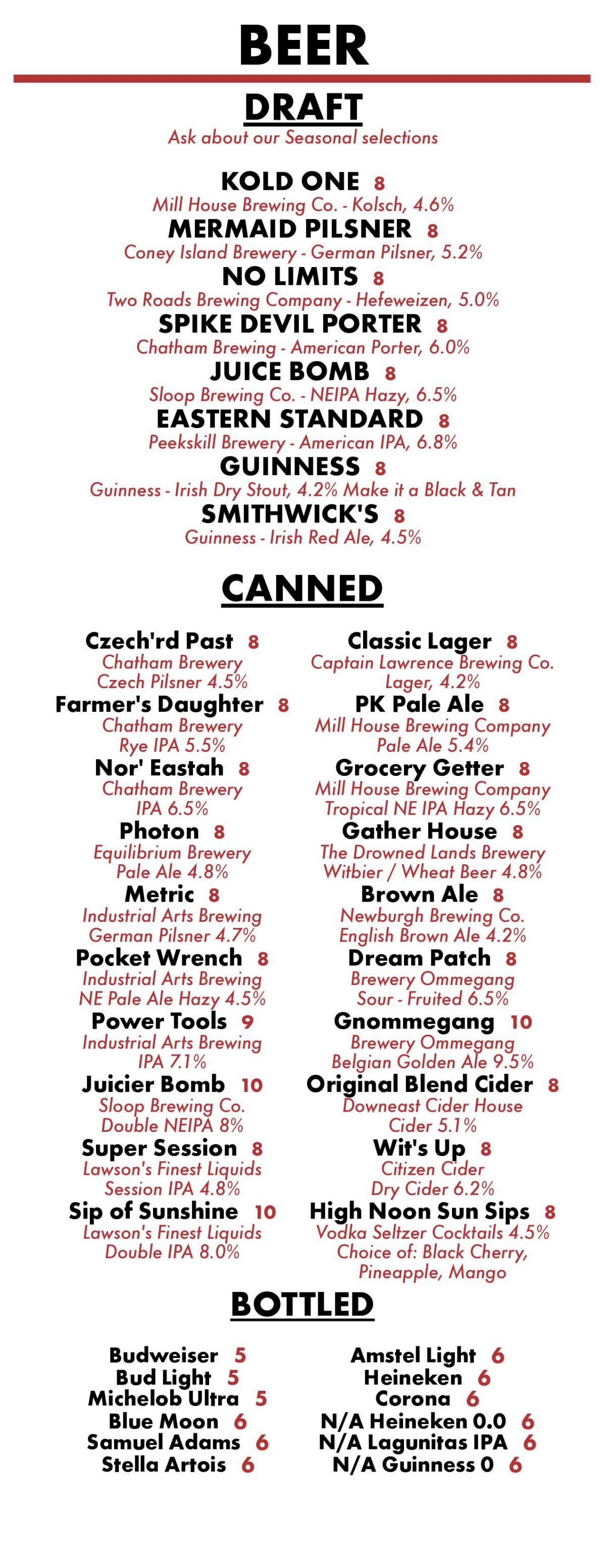 Drink Menu – J. Murphy's on Main
