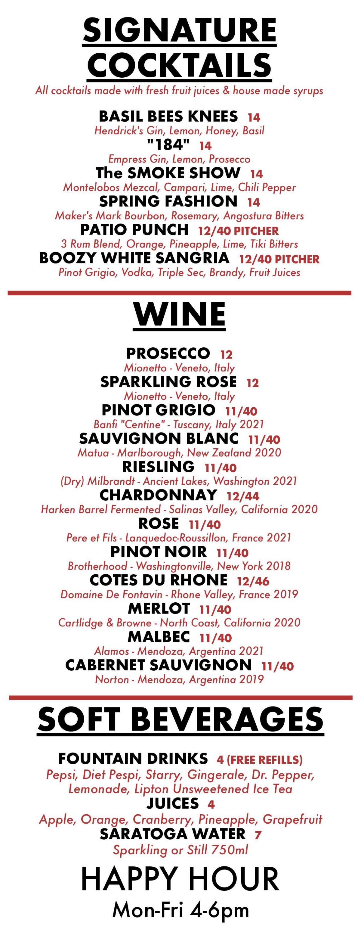 Drink Menu – J. Murphy's on Main