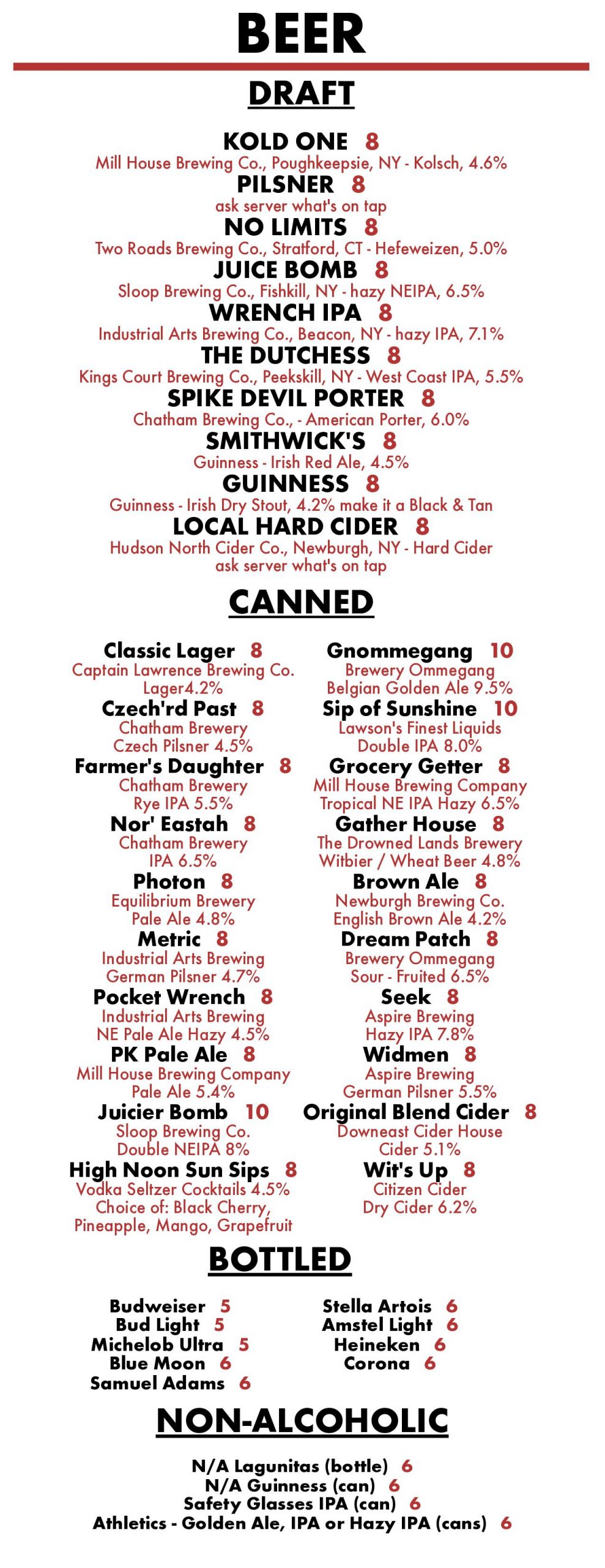 Drink Menu – J. Murphy's on Main